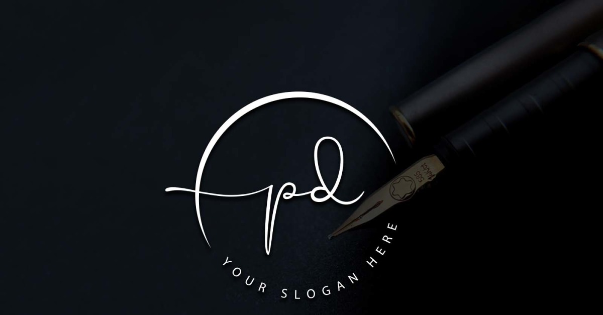 Calligraphy Studio Style PD Letter Logo Design