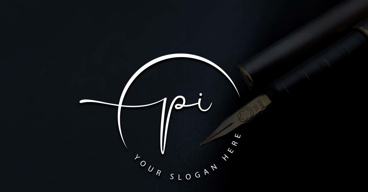 Calligraphy Studio Style PI Letter Logo Design