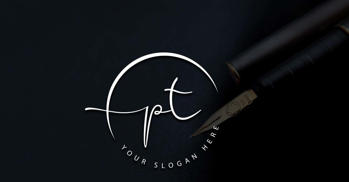 Calligraphy Studio Style PT Letter Logo Design