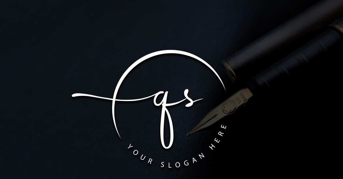 Calligraphy Studio Style QS Letter Logo Design