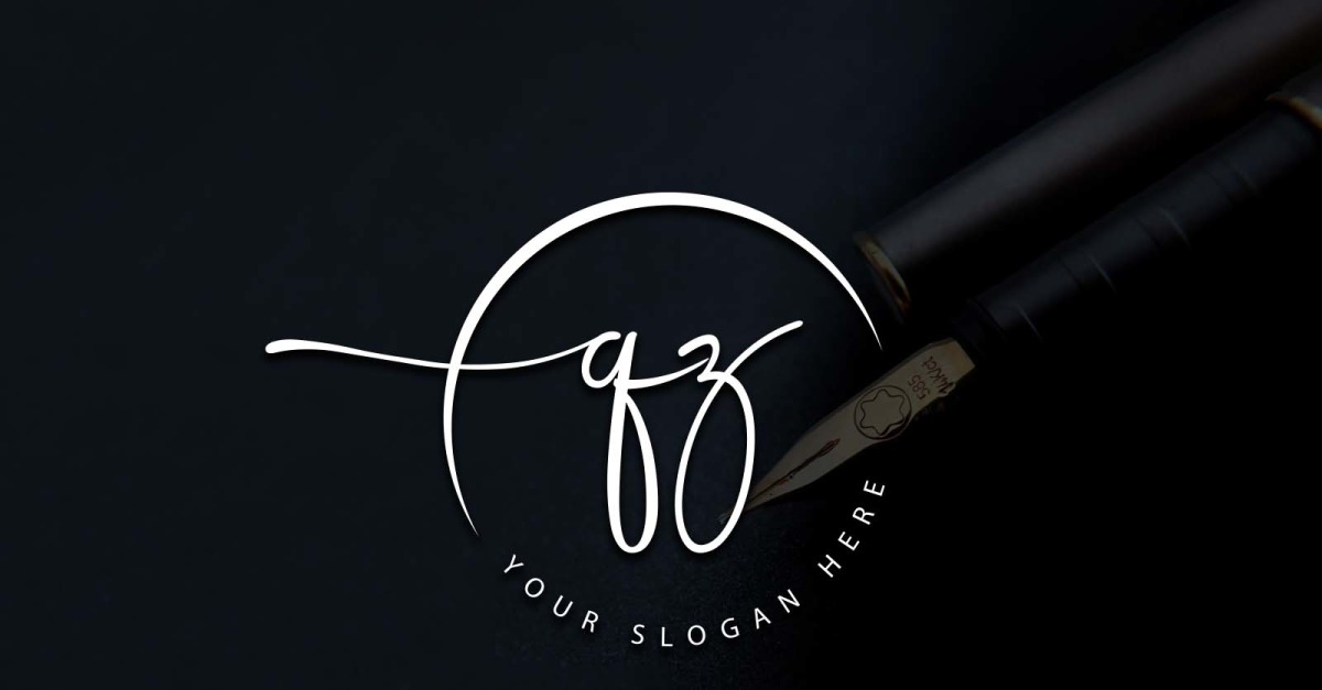 Calligraphy Studio Style QZ Letter Logo Design