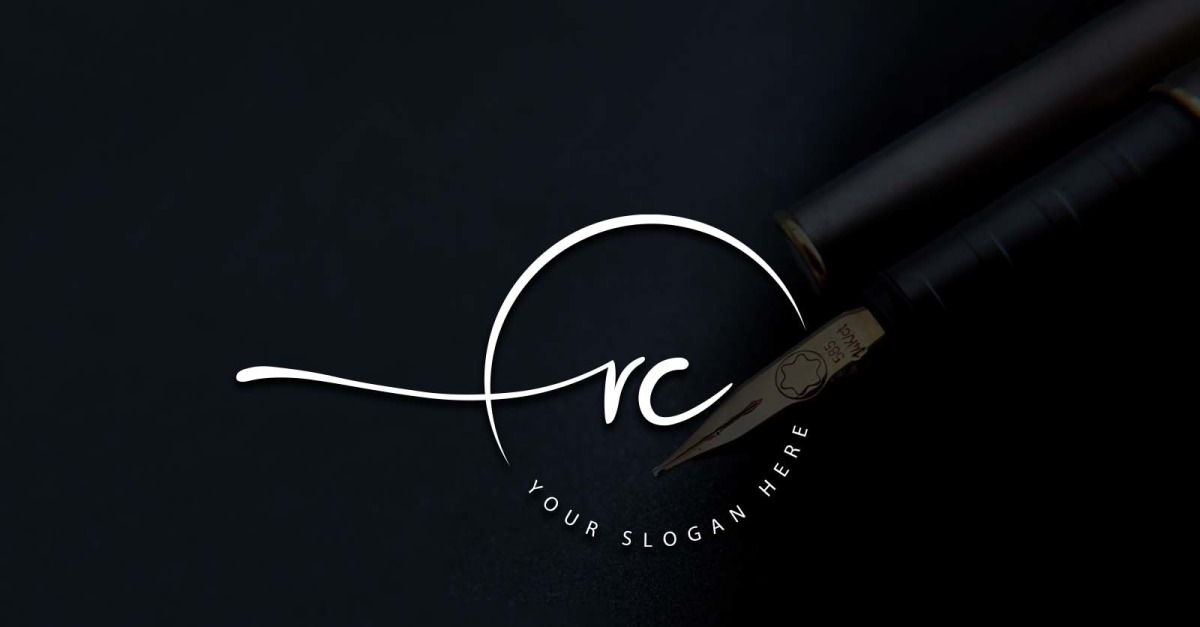 Calligraphy Studio Style RC Letter Logo Design
