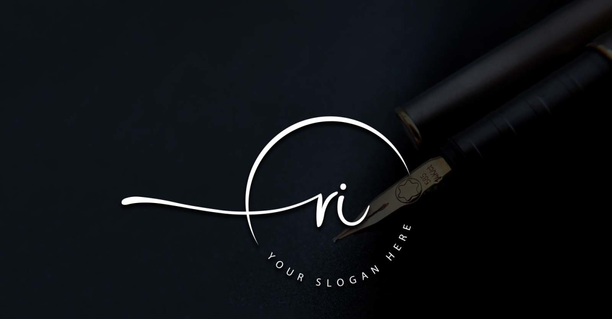 Calligraphy Studio Style RI Letter Logo Design