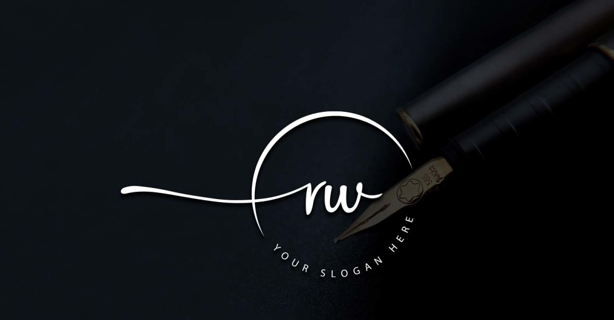 Calligraphy Studio Style RW Letter Logo Design