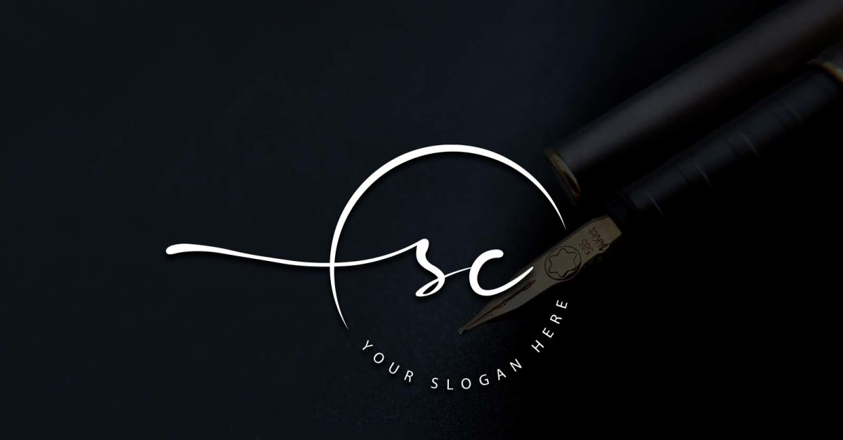 Design de logotipo de letra SC estilo estúdio de caligrafia