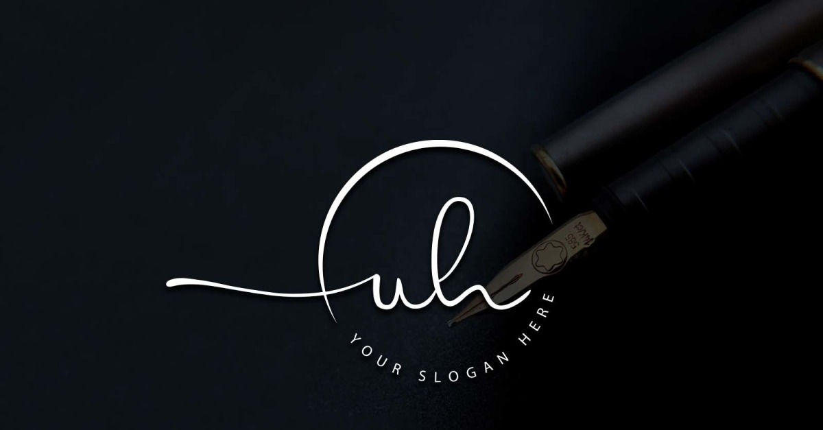 Calligraphy Studio Style UH Letter Logo Design