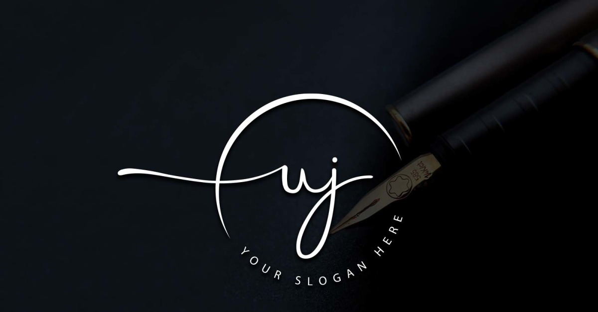 Calligraphy Studio Style UJ Letter Logo Design