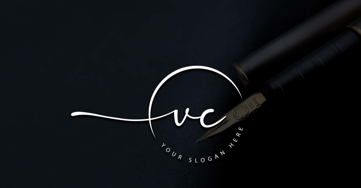 Calligraphy Studio Style VC Letter Logo Design