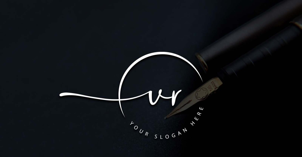 Calligraphy Studio Style VR Letter Logo Design