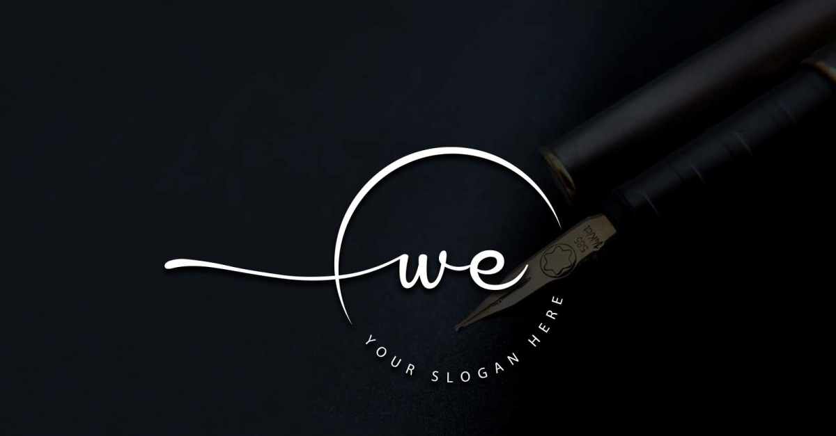 Calligraphy Studio Style WE Letter Logo Design