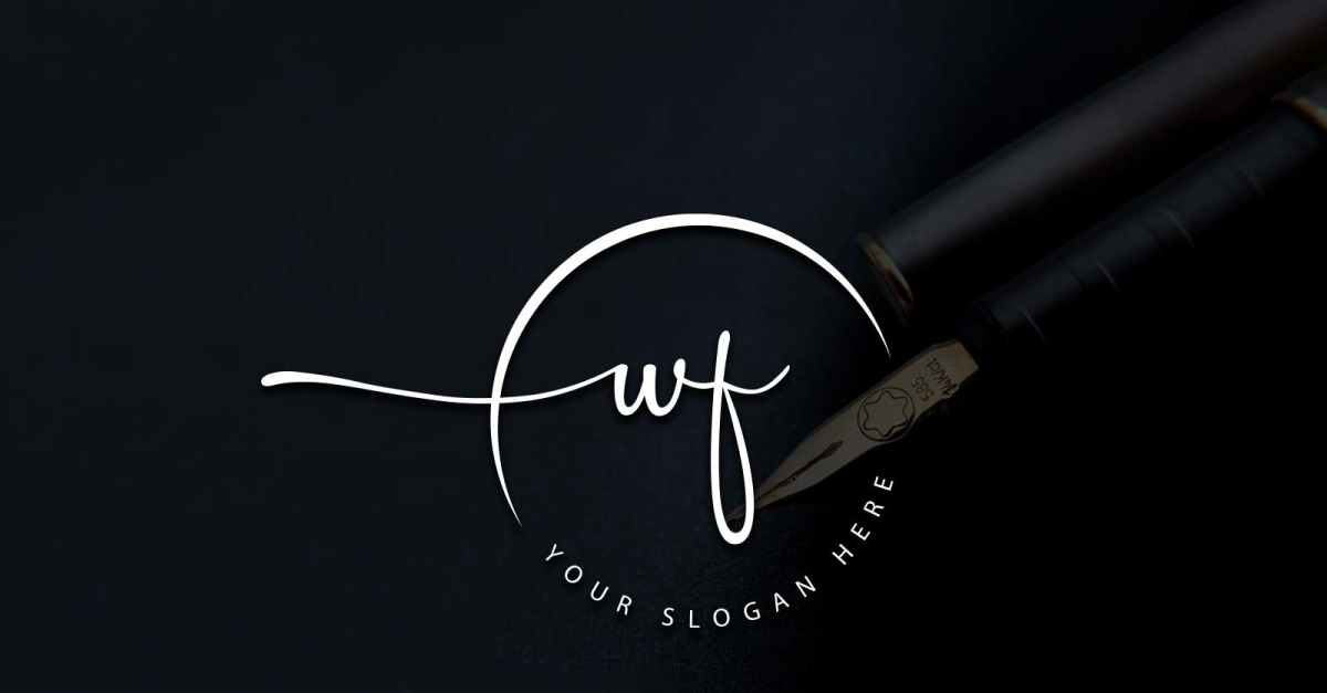 Calligraphy Studio Style WF Letter Logo Design
