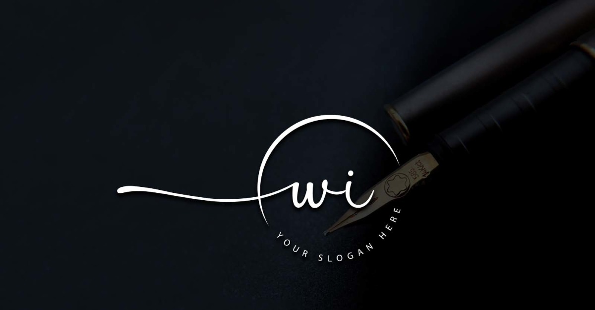 Calligraphy Studio Style WI Letter Logo Design