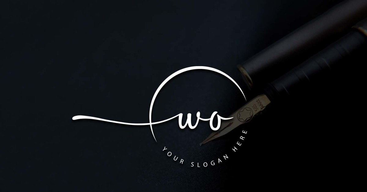 Calligraphy Studio Style WO Letter Logo Design