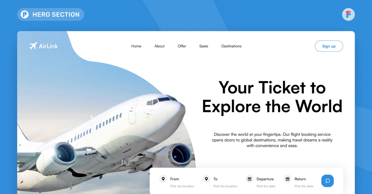 AirLink - Flight Booking Hero Section Figma Template
