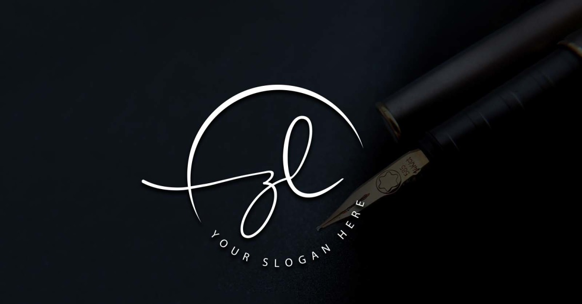 Calligraphy Studio Style ZL Letter Logo Design