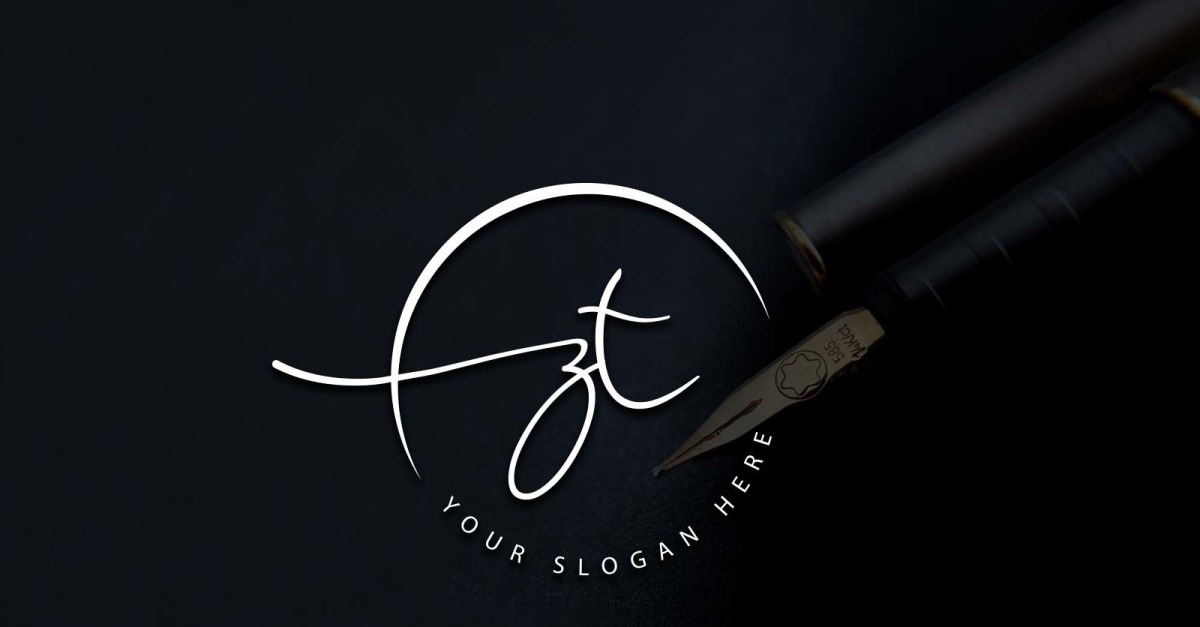 Calligraphy Studio Style ZT Letter Logo Design