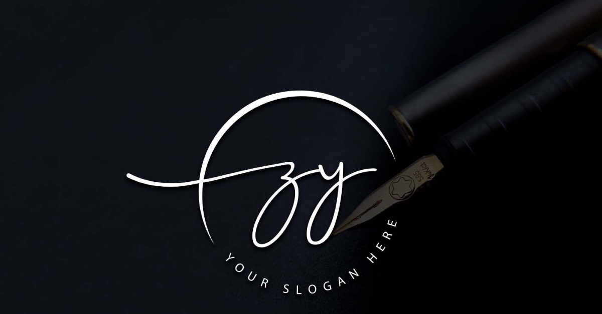 Calligraphy Studio Style ZY Letter Logo Design