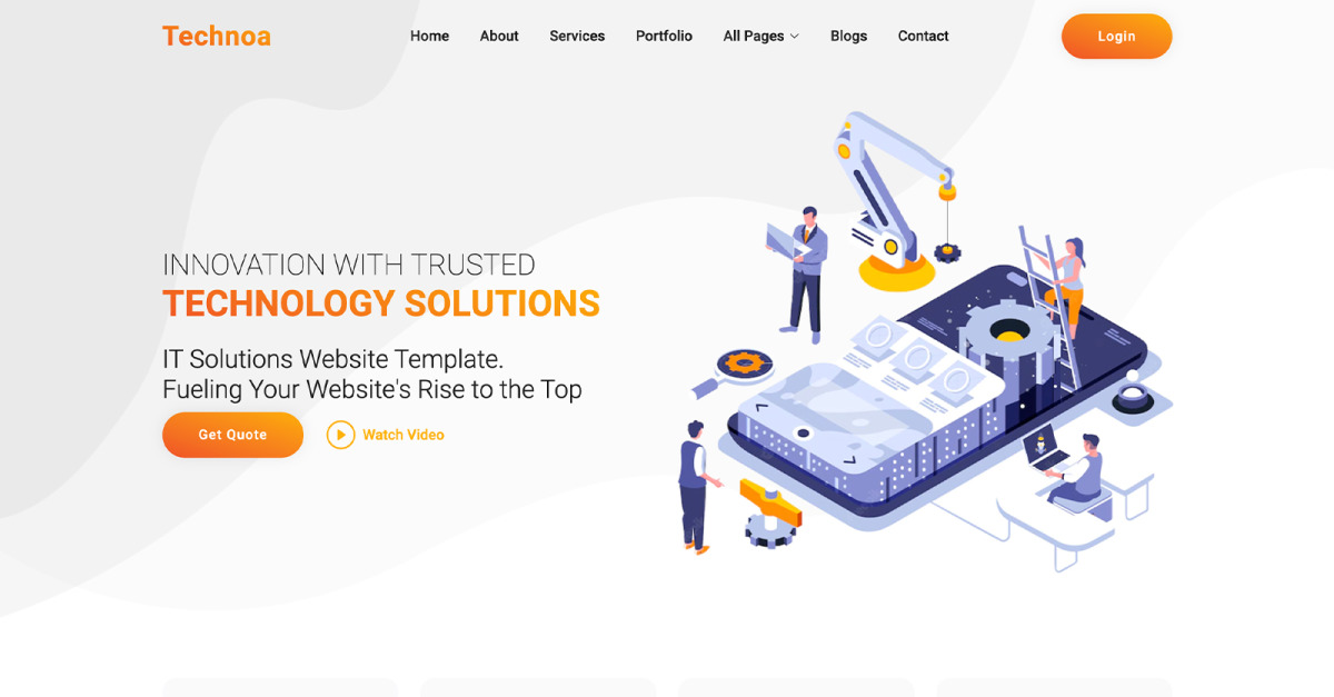 Technoa - Plantilla de sitio web adaptable HTML5 multipropósito de soluciones de TI y servicios ...