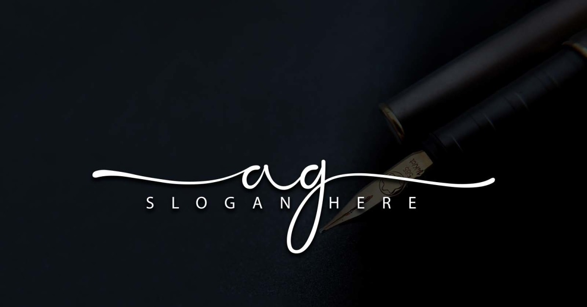 Calligraphy Studio Style AG Letter Logo Design - Brand Identity