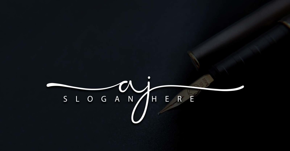 Calligraphy Studio Style AJ Letter Logo Design - Brand Identity