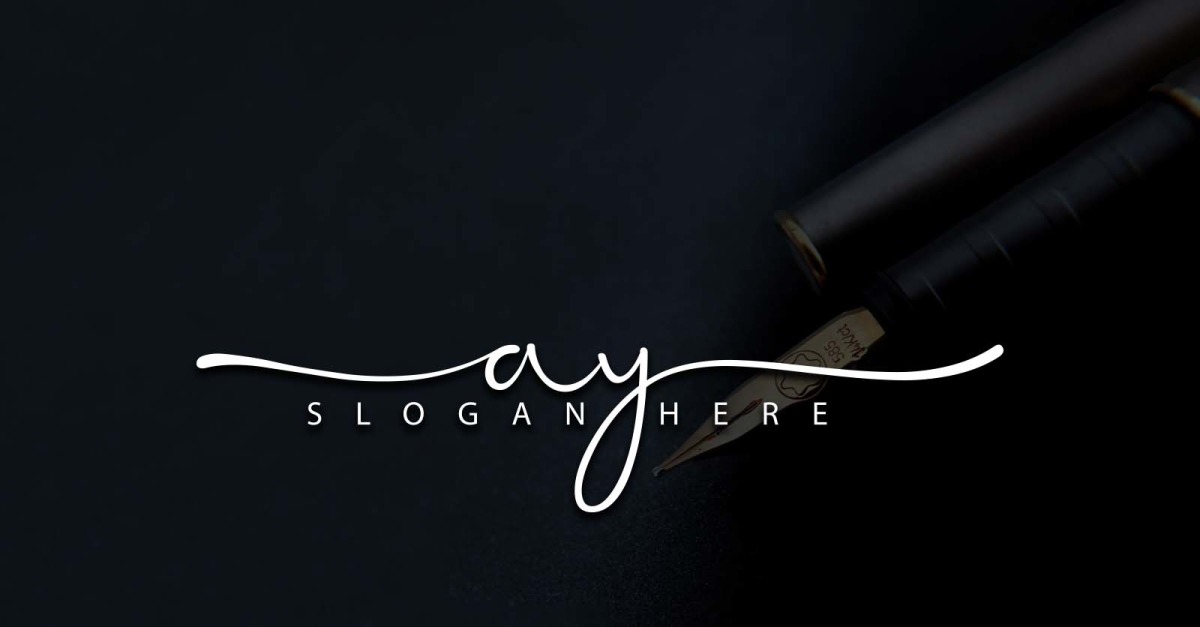 Calligraphy Studio Style AY Letter Logo Design - Brand Identity