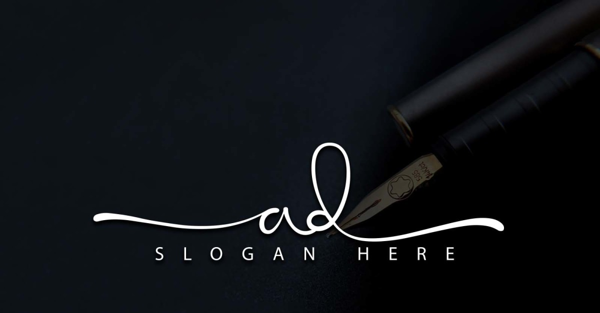 Design de logotipo de letra AD estilo estúdio de caligrafia ...