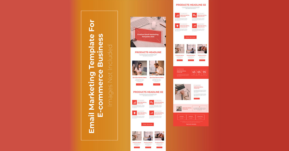 Email Marketing concept page or one page email Newsletter template in ...