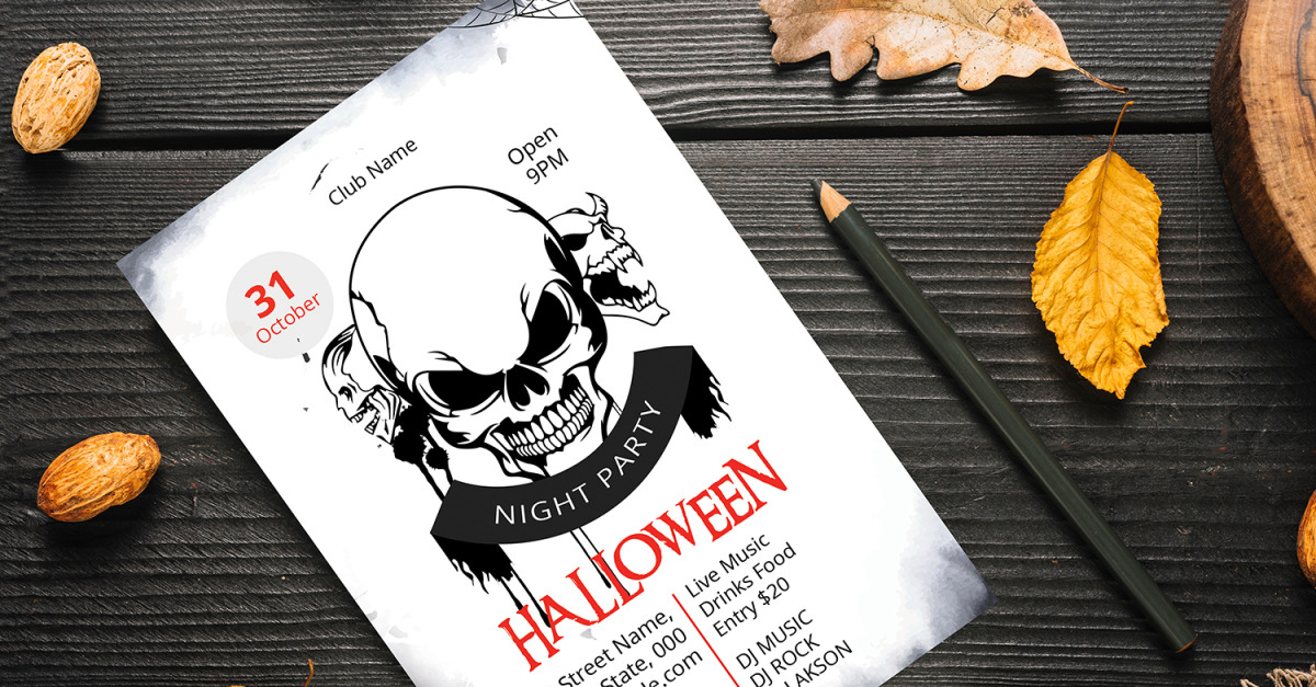 Dépliant dinvitation à la fête dHalloween imprimable. Modèle Word et PSD