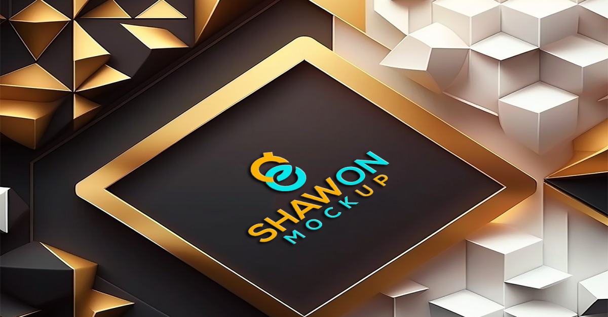 Logo Mockup on Golden Frame #362325 - TemplateMonster