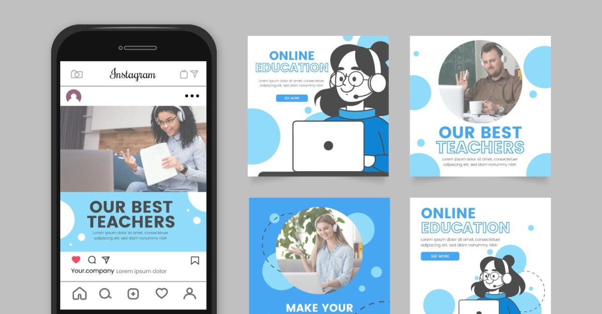 Linear Flat Social Media Post Collection Template