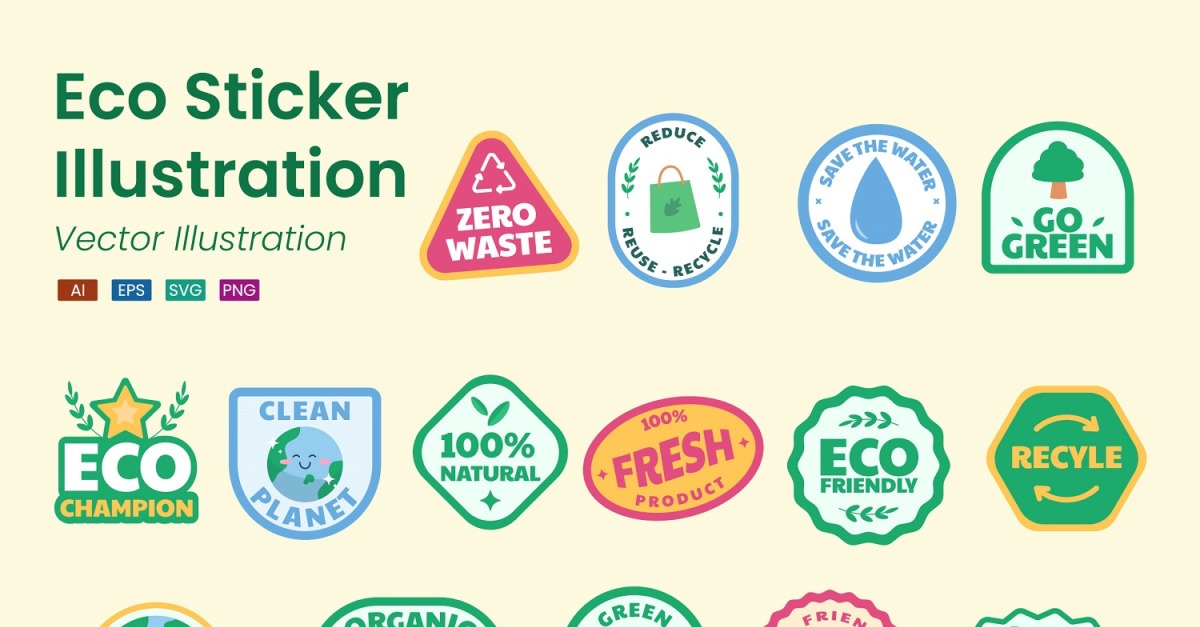 Eco Sticker illustration Set #362621 - TemplateMonster