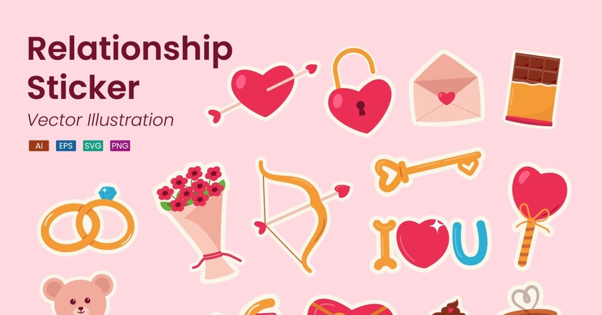 Relationship Sticker illustration Set - TemplateMonster