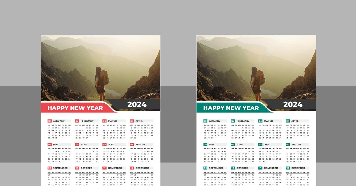 Modern 2024 Wall Calendar #362974 - TemplateMonster