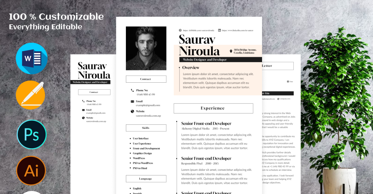 Modèle de CV / CV imprimable tendance et professionnel 2023