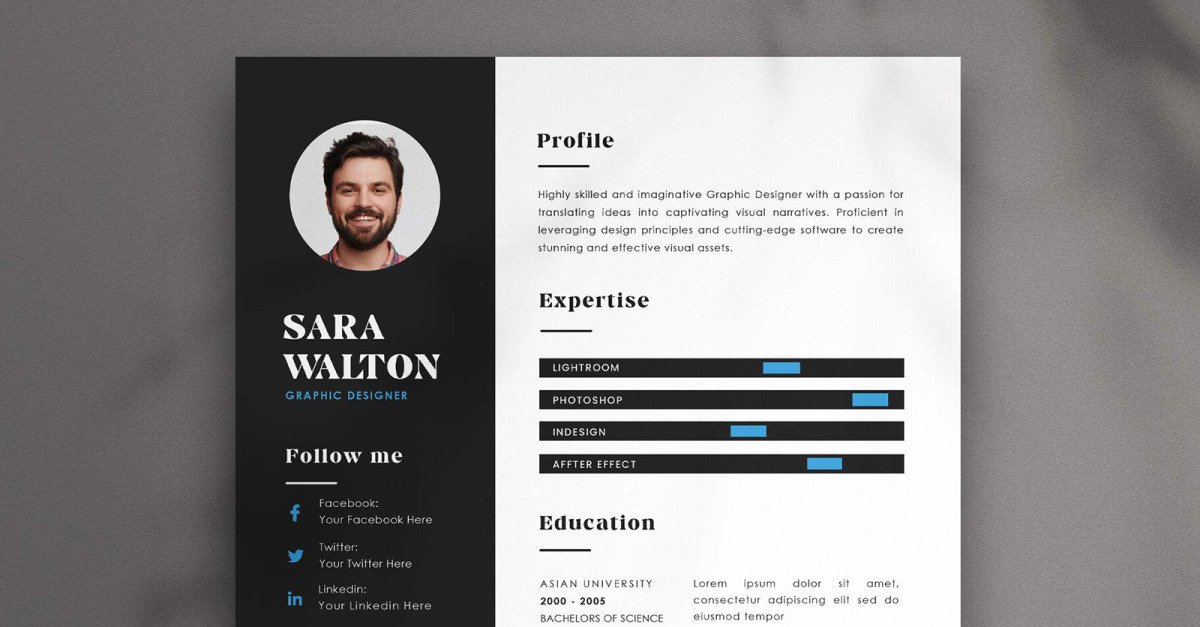 Modern Resume CV Design Template 03 #363367 - TemplateMonster