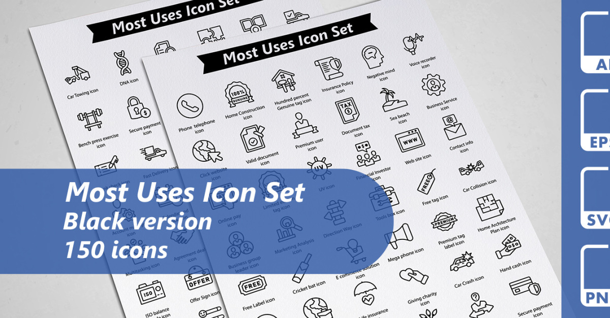 Most Uses Line icon Set Template #363409 - TemplateMonster