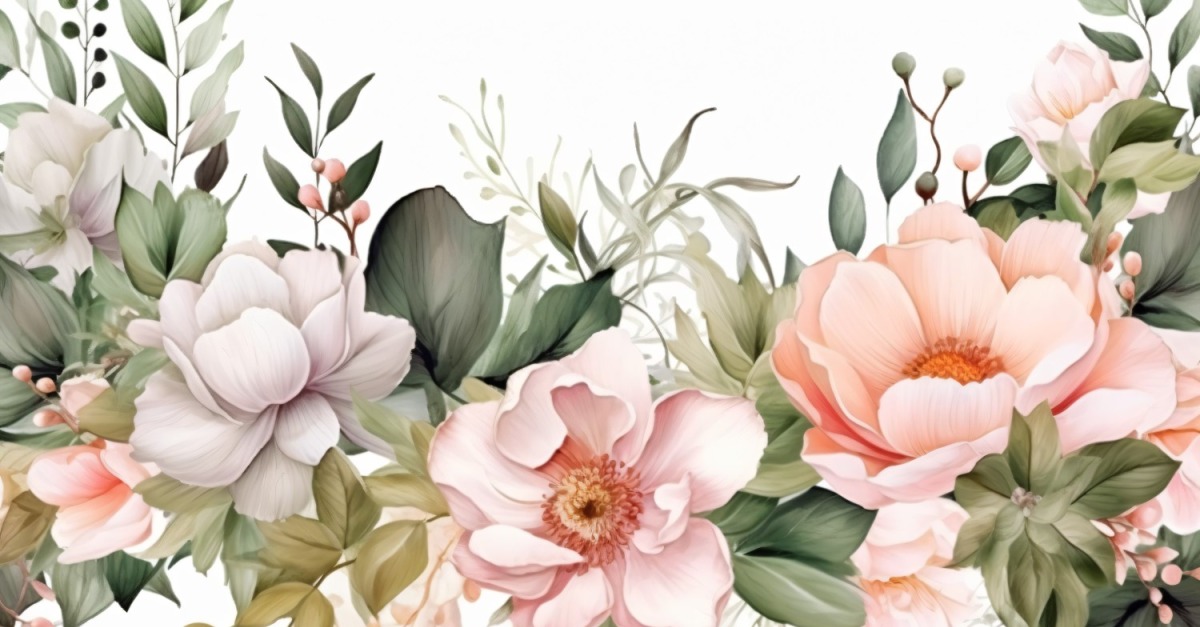 Akvarell blommor krans bakgrund 392 #363591 - TemplateMonster