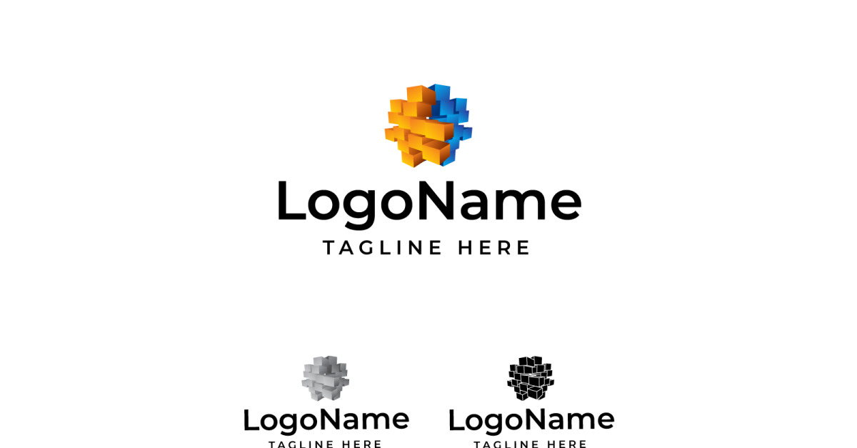 3d Data Logo, 3d Pixel Logo, 3d Box Logo, Security Logo, IT Logo ...