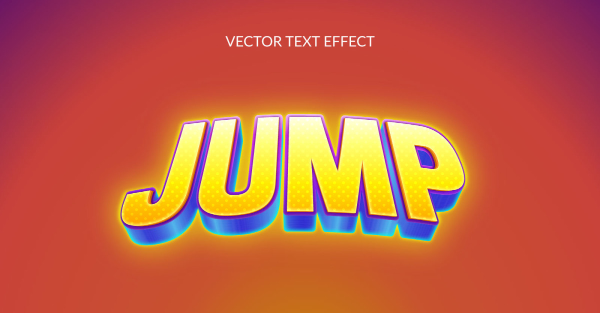 Jump vector eps 3d text effect design template