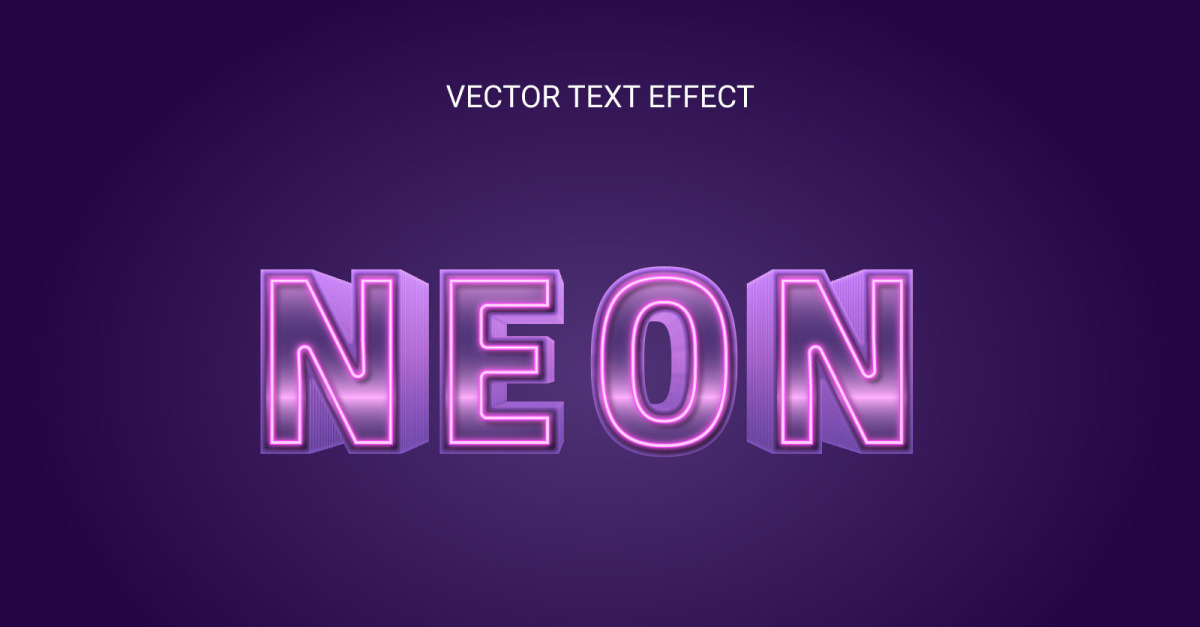 Neon 3D Editable Vector Eps Text Effect Template Design