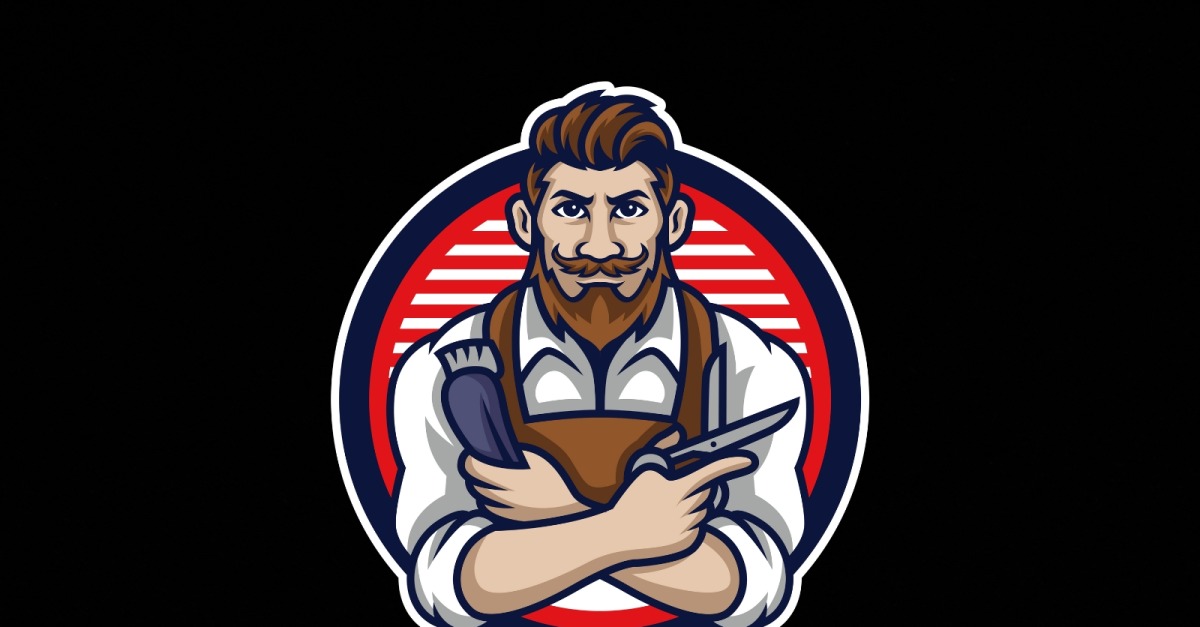 Berber Logo Maskot Tasarımı Vektör illüstrasyonu Sanat Eseri