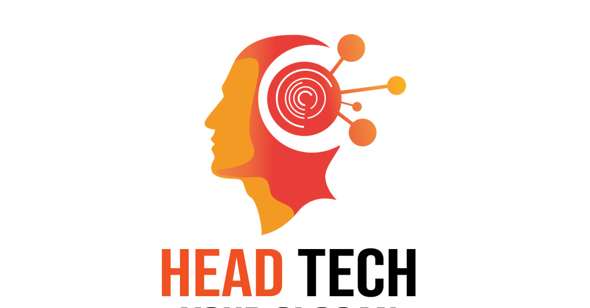 Head Tech logotyp, Head logo koncept vektor mall