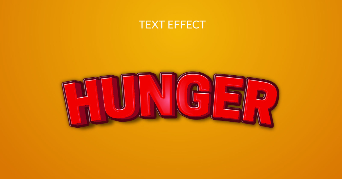 Hunger 3D Vector Eps Text Effect Template Design