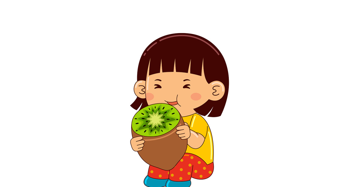 Girl kids eating kiwi vector 2 #364180 - TemplateMonster