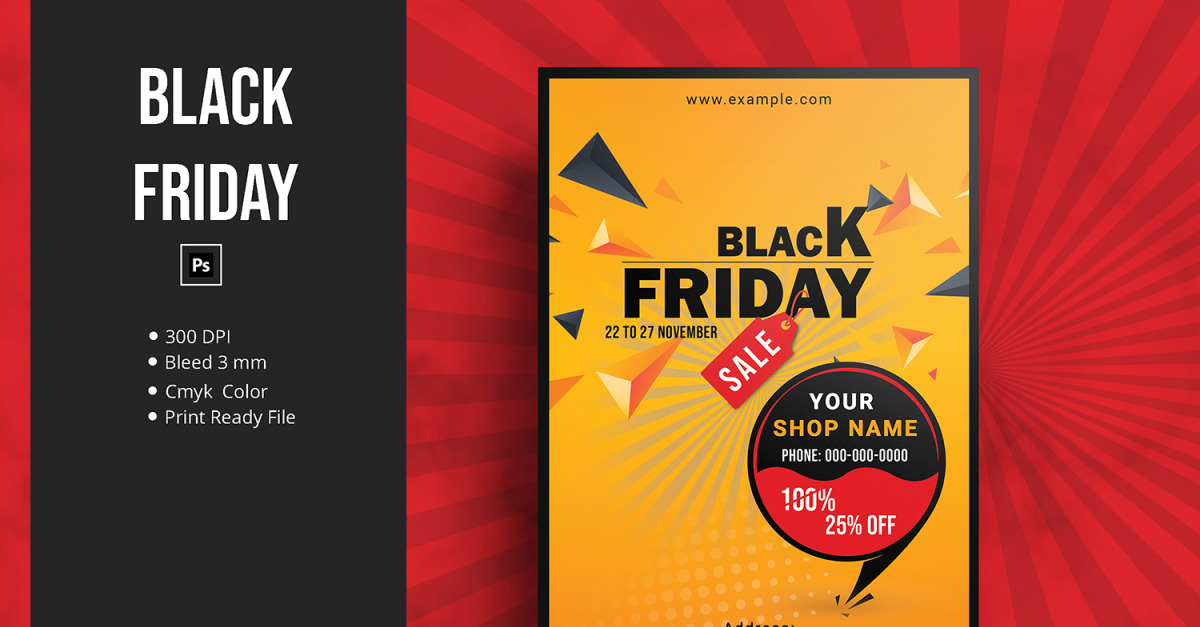 Modèle de flyer promotionnel du Black Friday