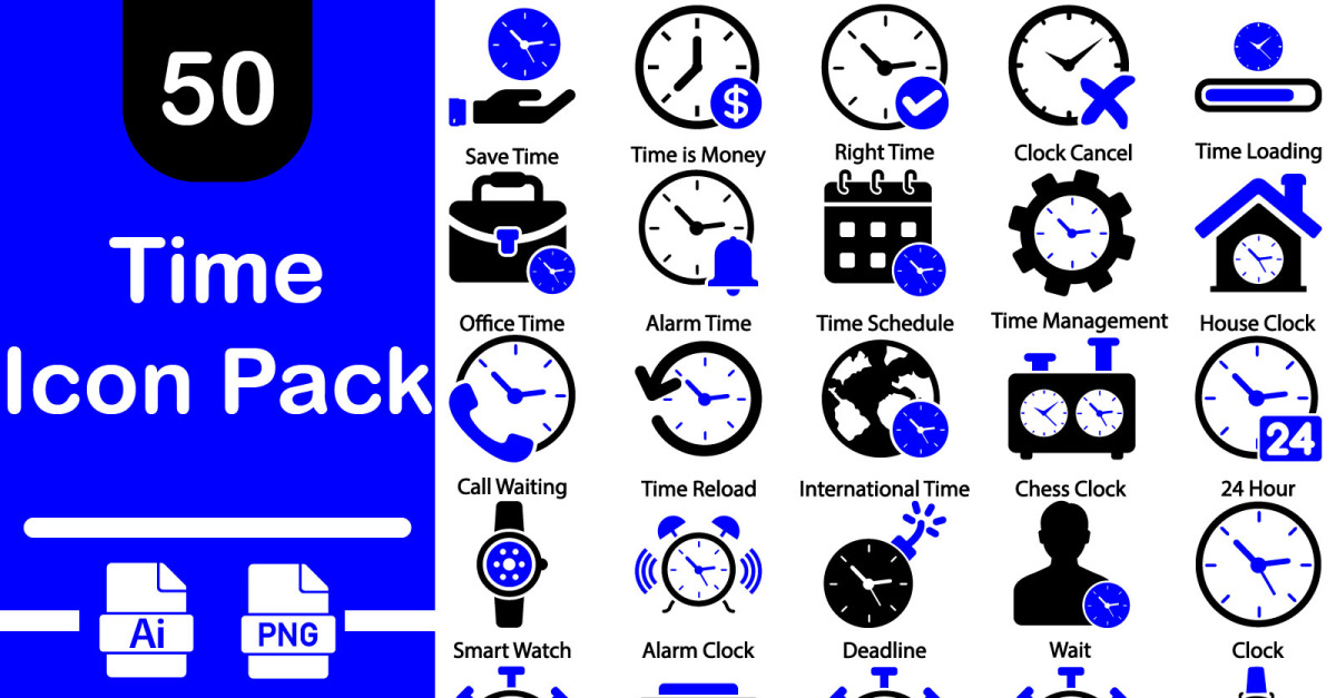 50 Premium Time Icon Set Template #364254 - TemplateMonster