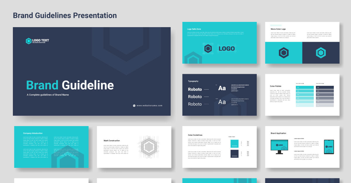 Brand Guidelines Presentation or Brand Book layout template