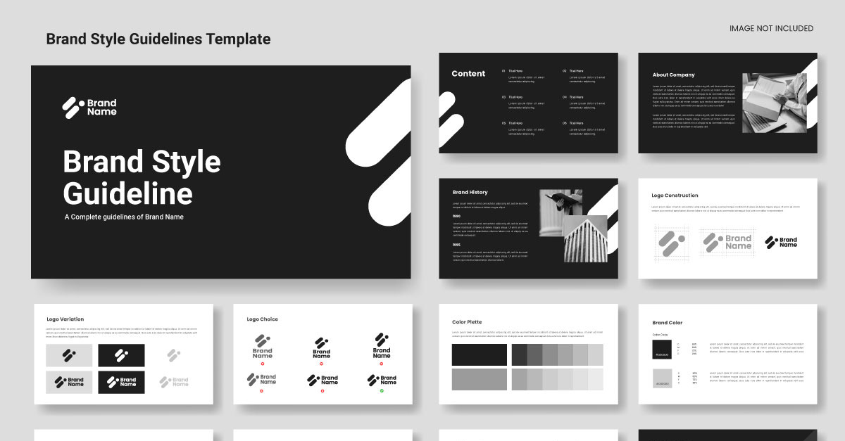 Brand Style guideline template or brand identity presentation layout