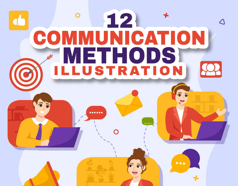 12 Communication Methods Illustration - TemplateMonster