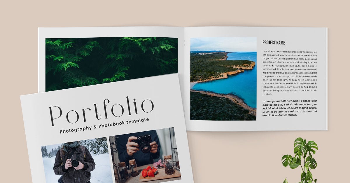 Minimal portfolio layout landscape photography portfolio template photobook